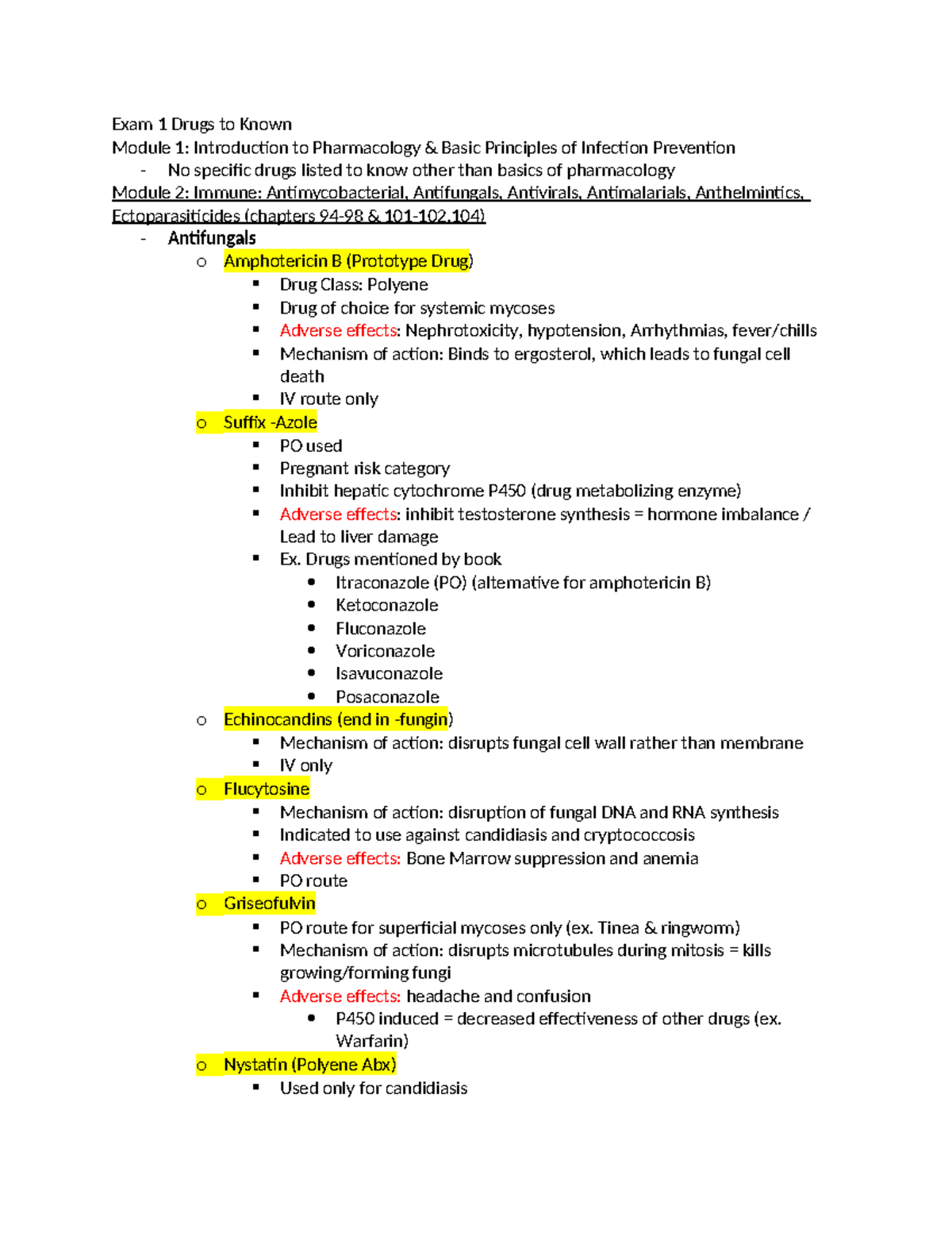 Exam 1 Drugs to Known - Exam 1 Drugs to Known Module 1: Introduction to ...