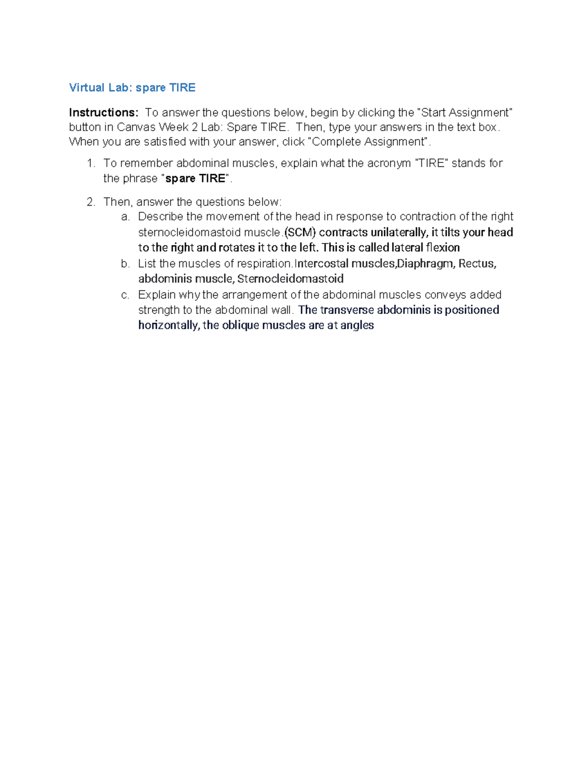 AHP106 Wk2 Virtual Lab - Its like 4 writing answer question - Virtual ...