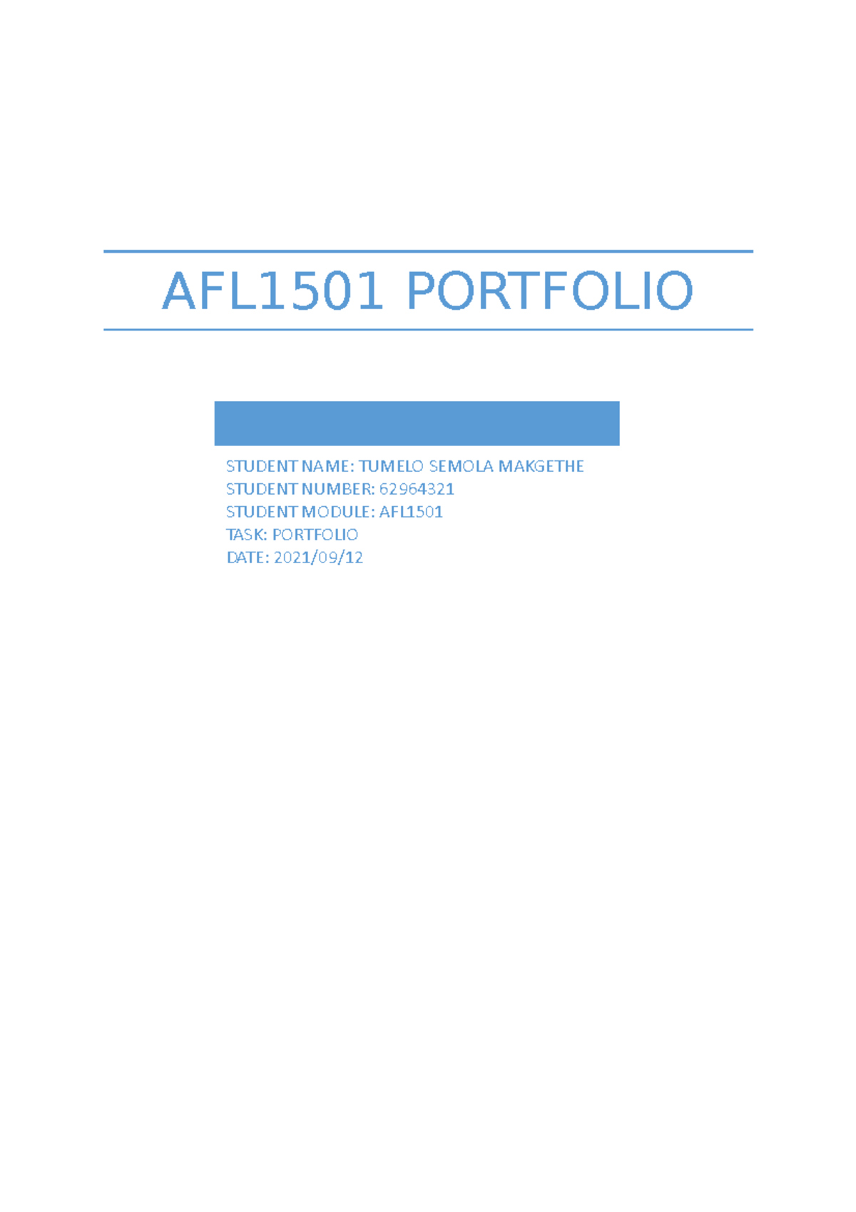 AFL1501 Portfolio 2021 Complete - AFL1501 PORTFOLIO STUDENT NAME ...