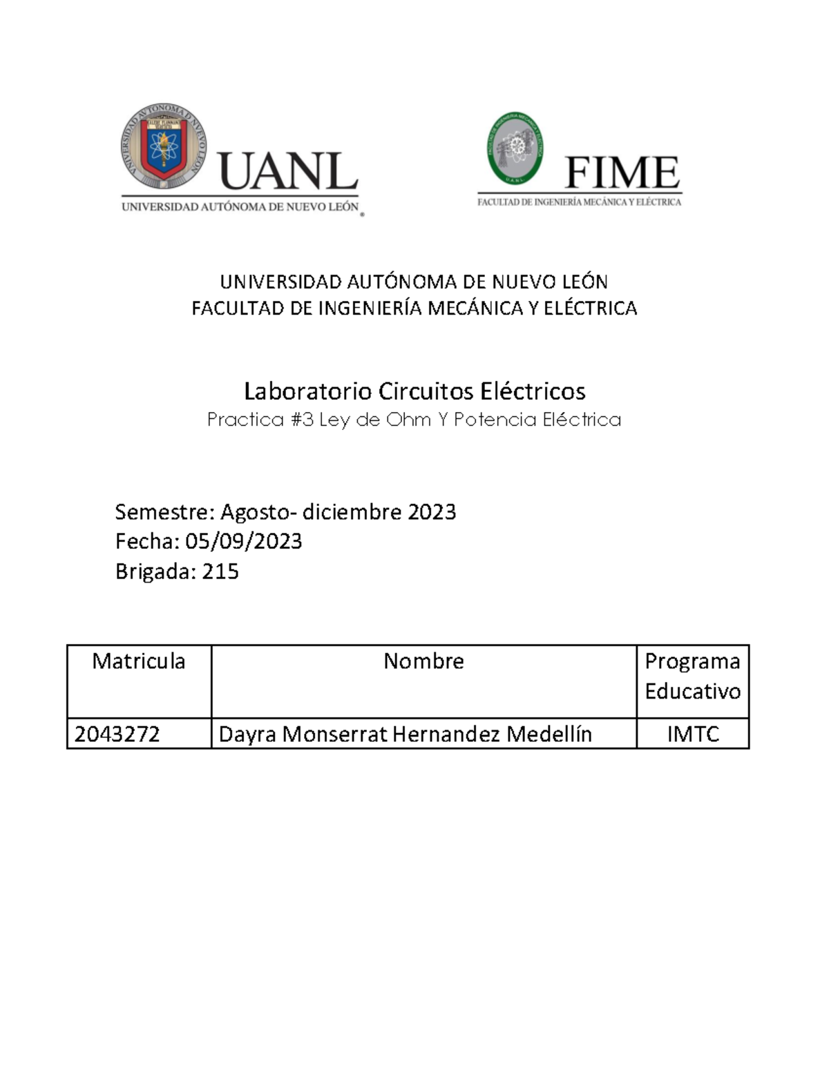 Ensayo Y Reporte Practica 3 LAB Cierele 2043272 - UNIVERSIDAD AUT”NOMA DE NUEVO LE”N FACULTAD DE ...