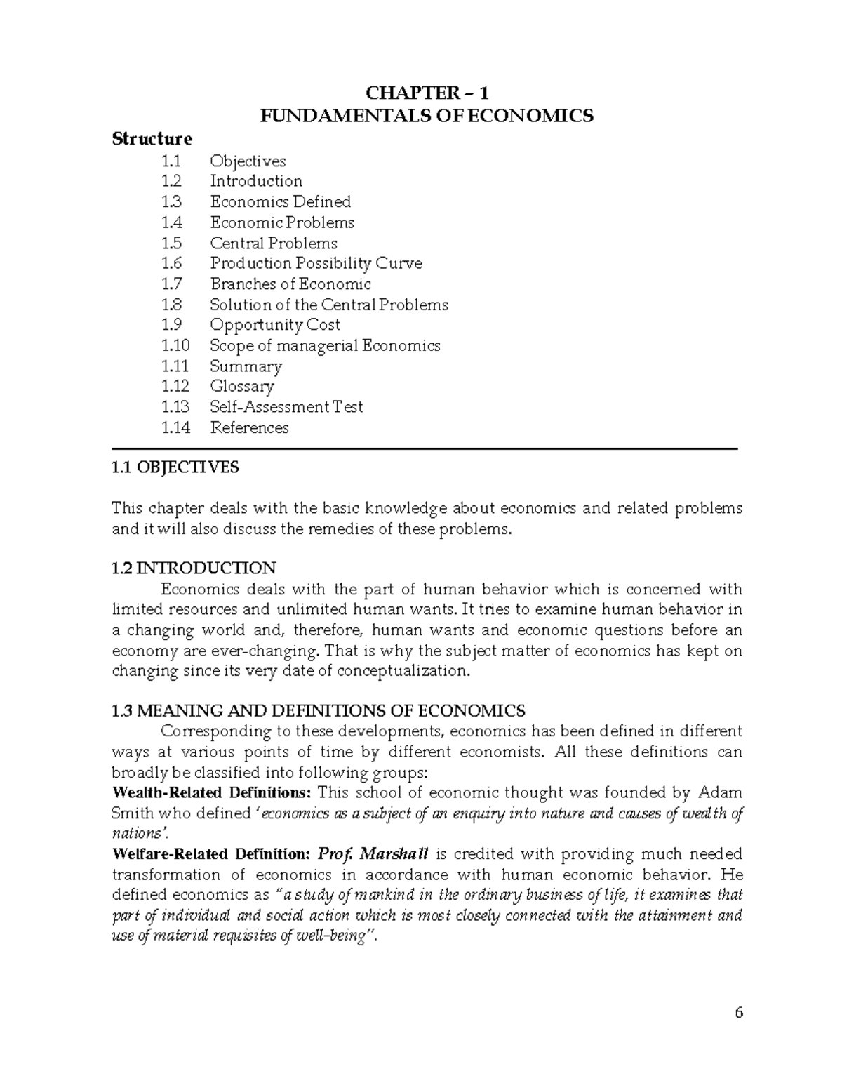 Fundamentals OF Economics - CHAPTER – 1 FUNDAMENTALS OF ECONOMICS ...