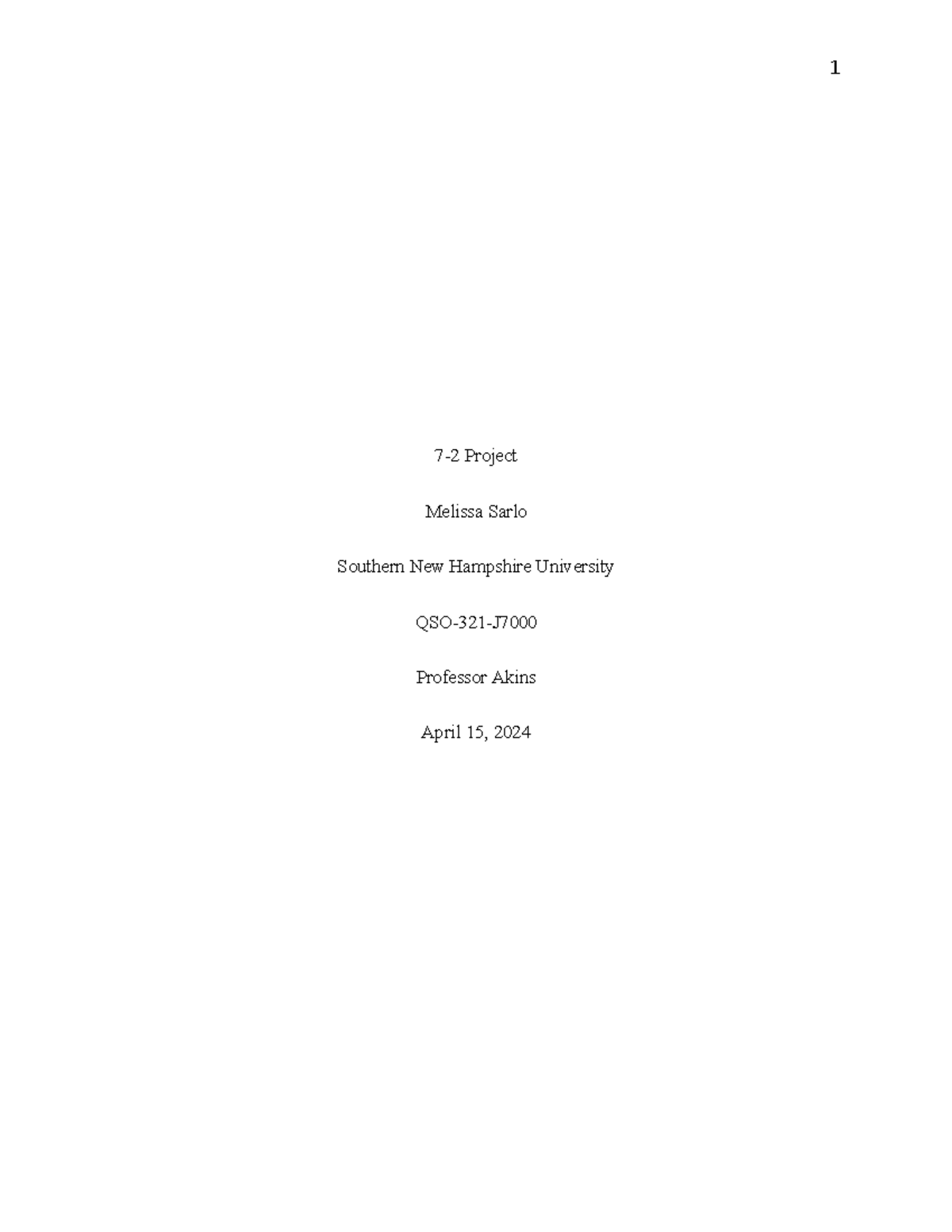 Project module 7 - 7-2 Project Melissa Sarlo Southern New Hampshire ...