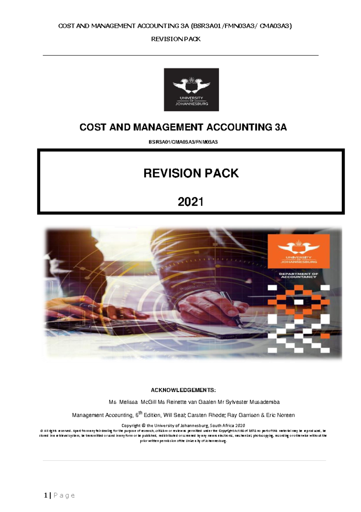 Revision Workbook FOR COST MANAGEMENT ACCOUNTING 3A - COST AND ...