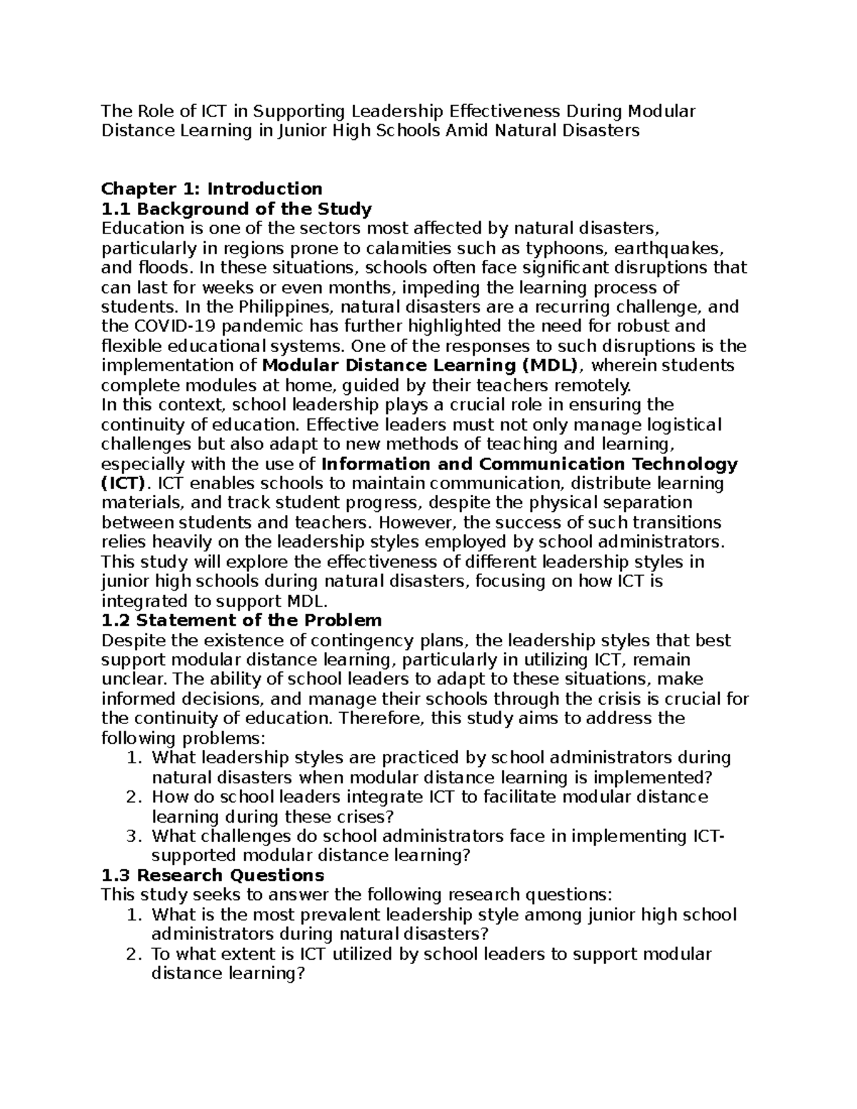 The Role of ICT in Supporting Leadership Effectiveness During Modular ...