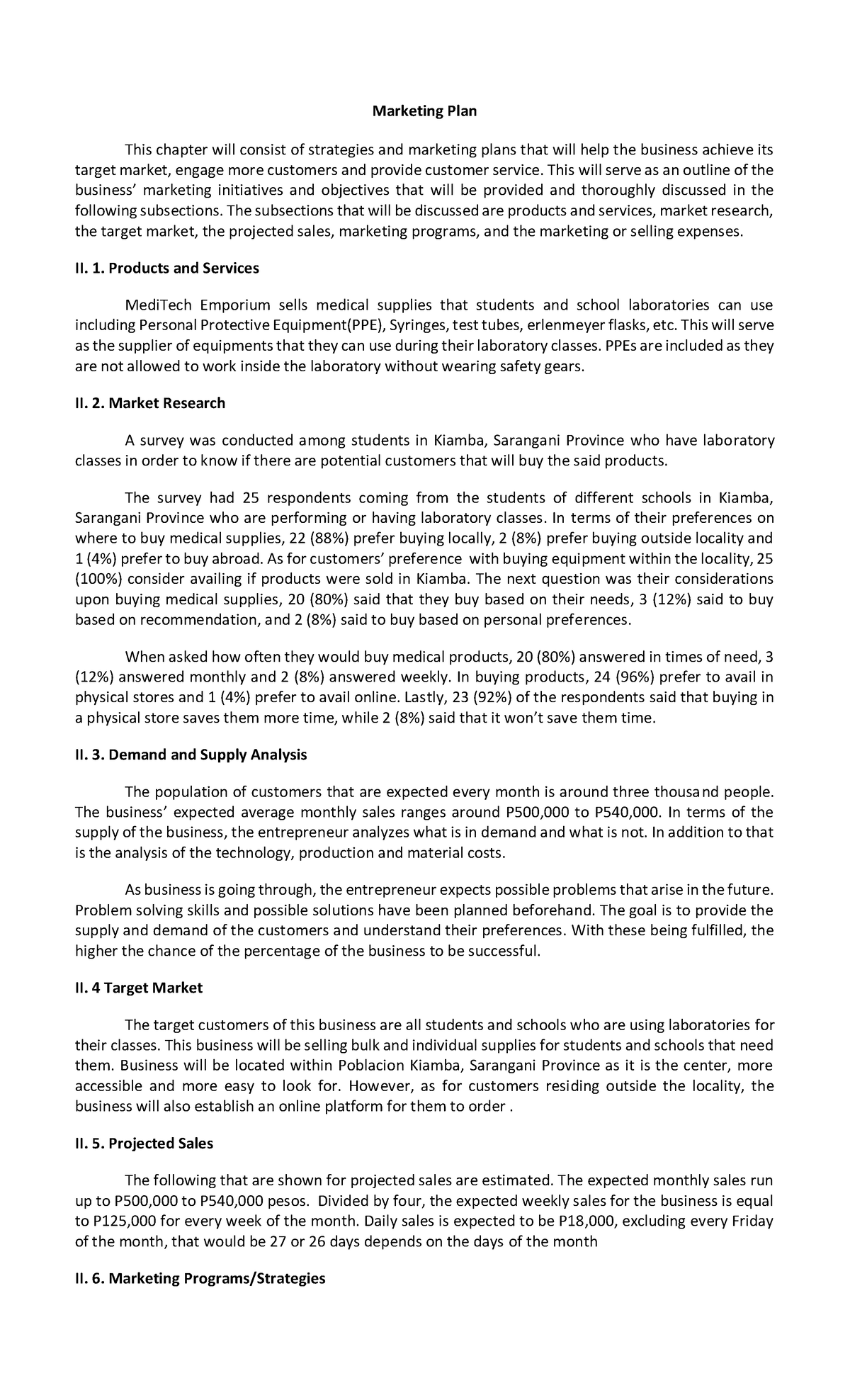 Baigan IS103 Business Plan Chapter 2 Marketing Plan Revision ...