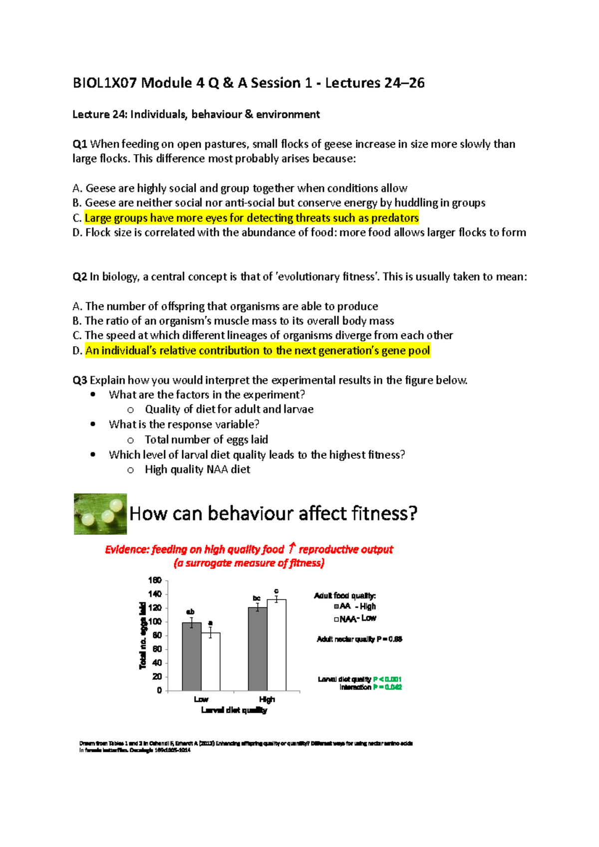 Module 4 Lec 24-26 revision - BIOL1X07 Module 4 Q & A Session 1 ...