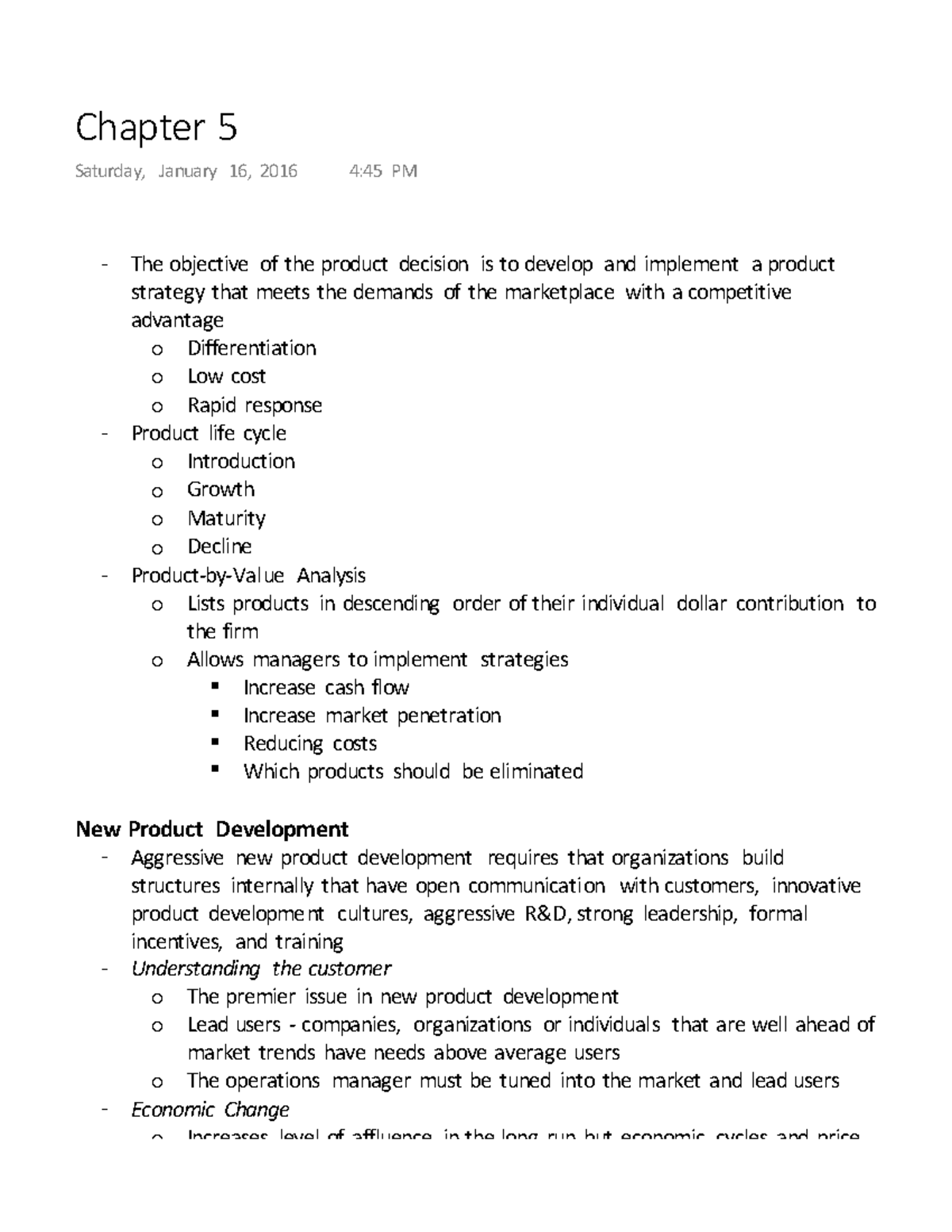 OPER 2p91 - Chapter 5 - Differentiation Low cost Rapid response The ...