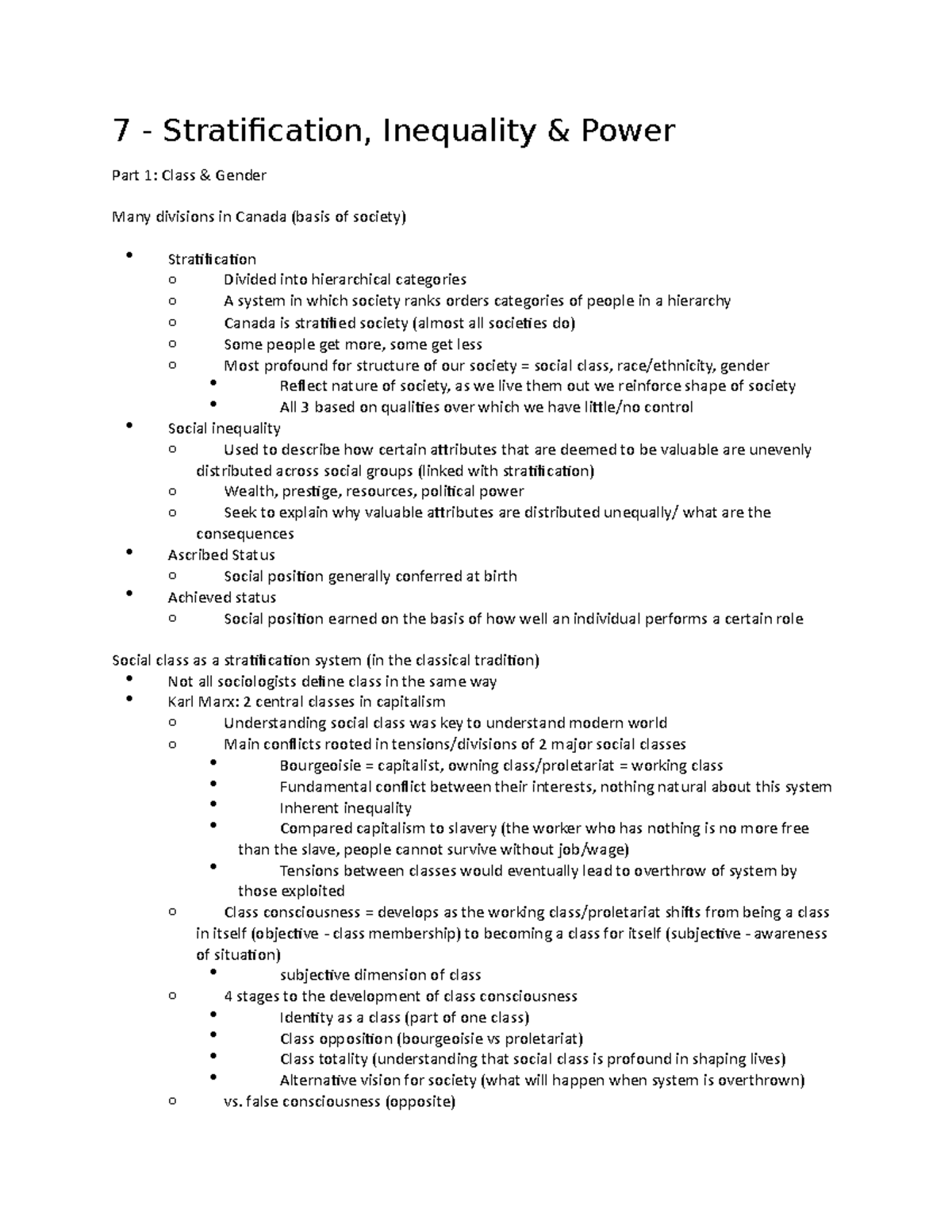 SOCI - Lecture 7 - Stratification, Inequality & Power Professor Deborah ...