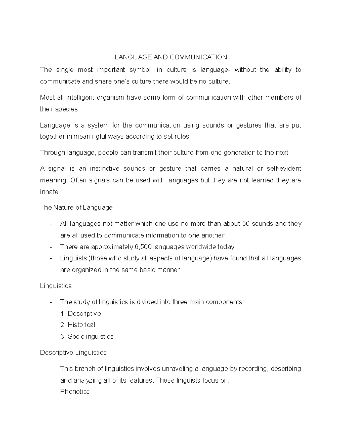 NAT. SCI 1 - Language AND Communication - LANGUAGE AND COMMUNICATION ...
