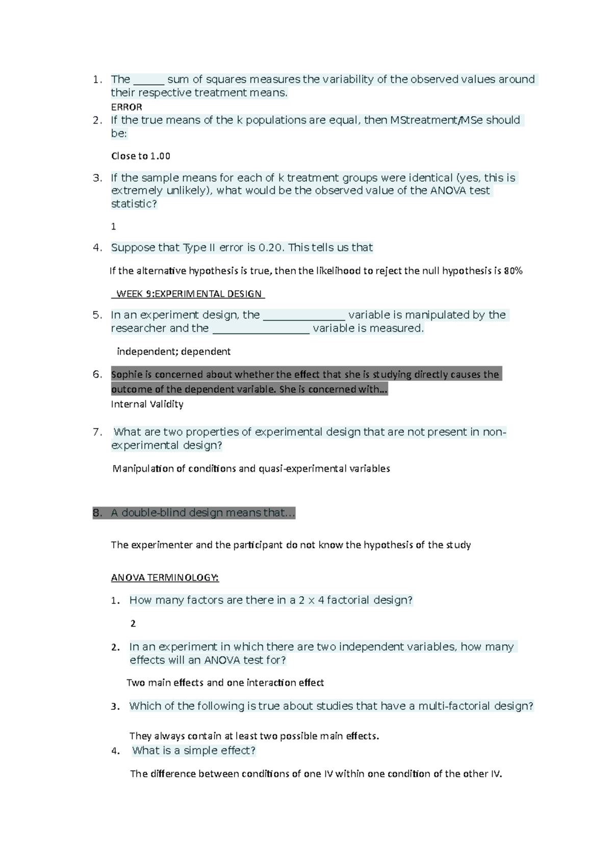 Stats QUIZ - 1. The ______ sum of squares measures the variability of ...