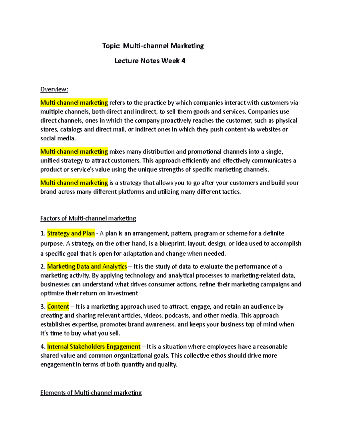 Multi-channel marketing - Topic: Multi-channel Marketing Lecture Notes ...