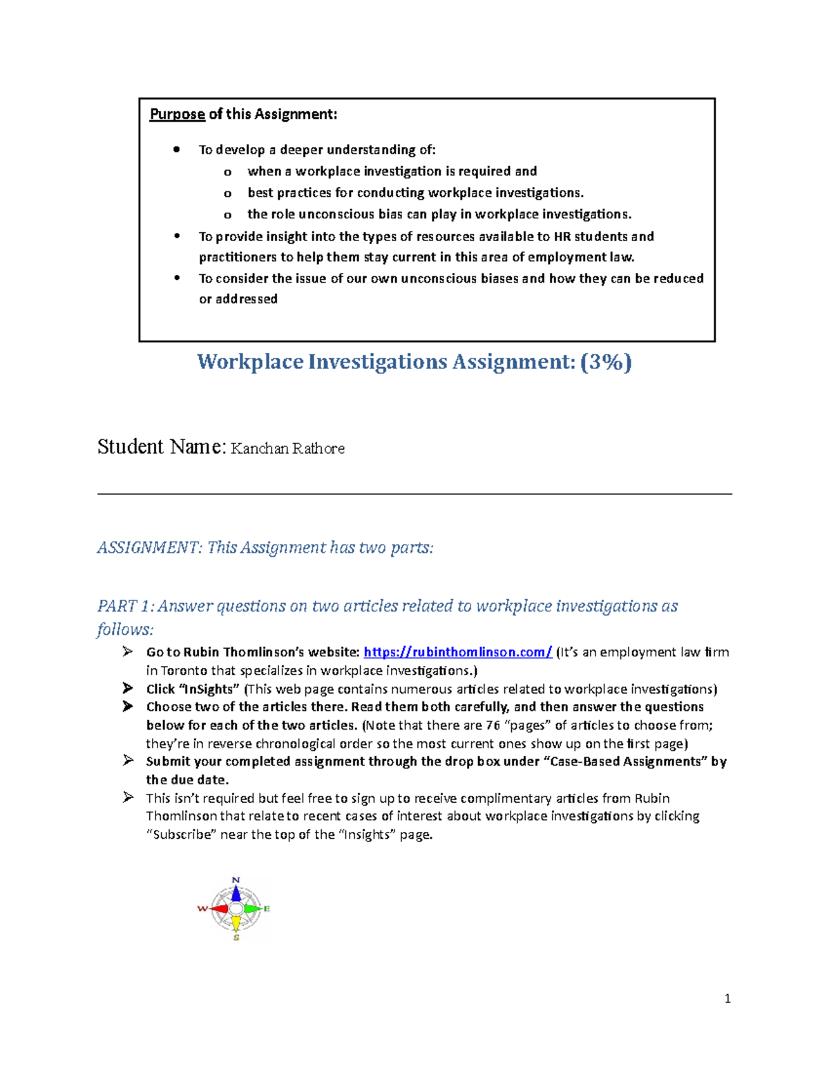 Workplace Investigations Assignment W23 - Workplace Investigations ...