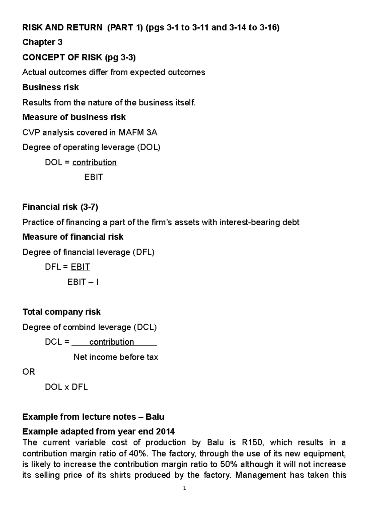 R and r workshop students - RISK AND RETURN (PART 1) (pgs 3-1 to 3-11 ...