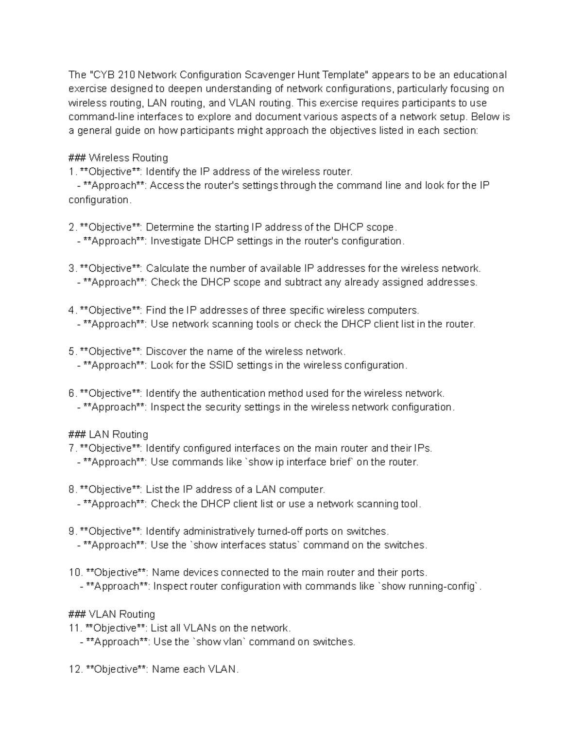 CYB 210 Network Configuration Scavenger Hunt - This exercise requires ...