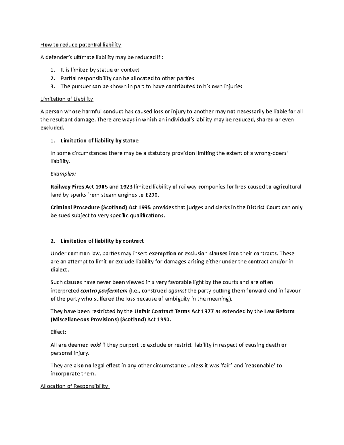 Reducing potential liability - How to reduce potential liability A ...