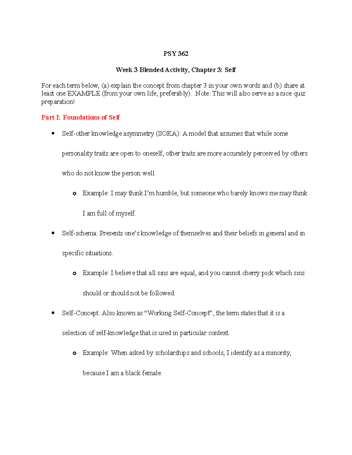 Chapter 3 Blended Activities PSY362 - PSY 362 Week 3 Blended Activity ...