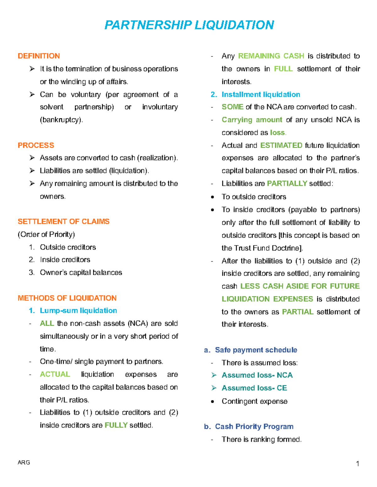 Partnership Liquidation - PARTNERSHIP LIQUIDATION DEFINITION Ø It is ...