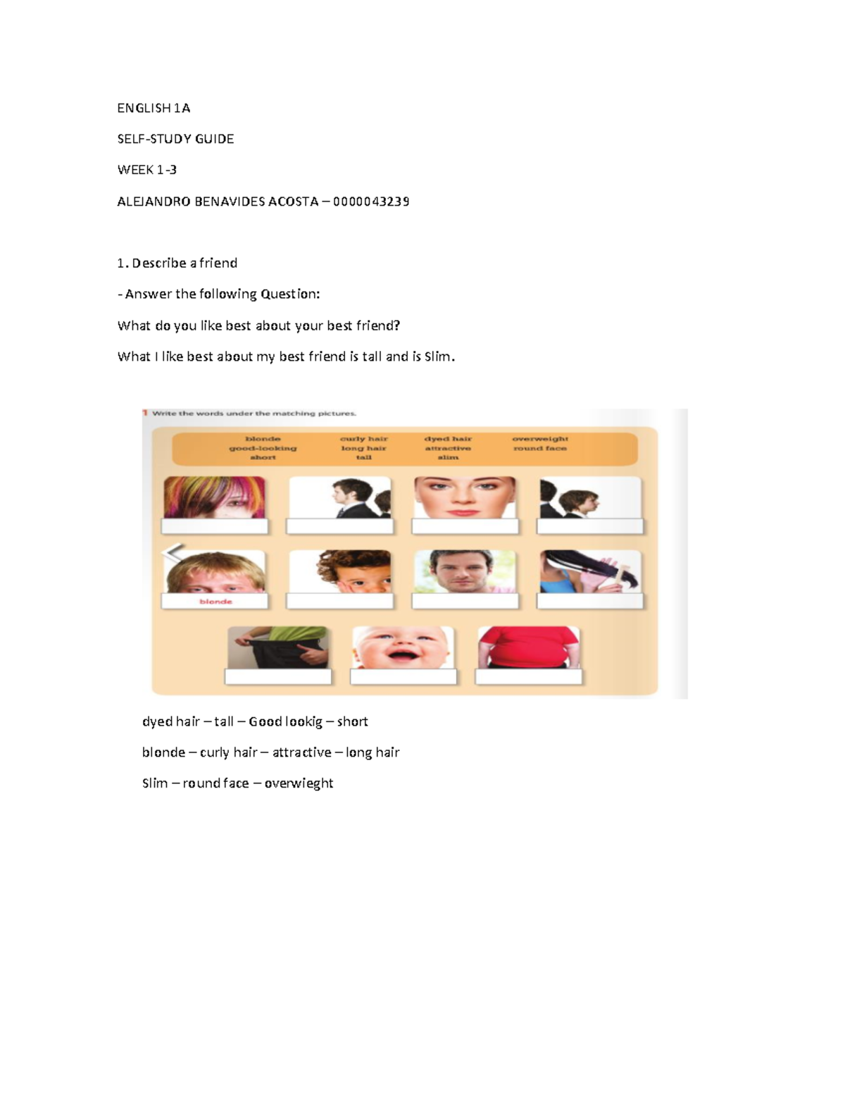 (1)Guía de autoestudio-ingles 1A Resuelto - ENGLISH 1A SELF-STUDY GUIDE ...