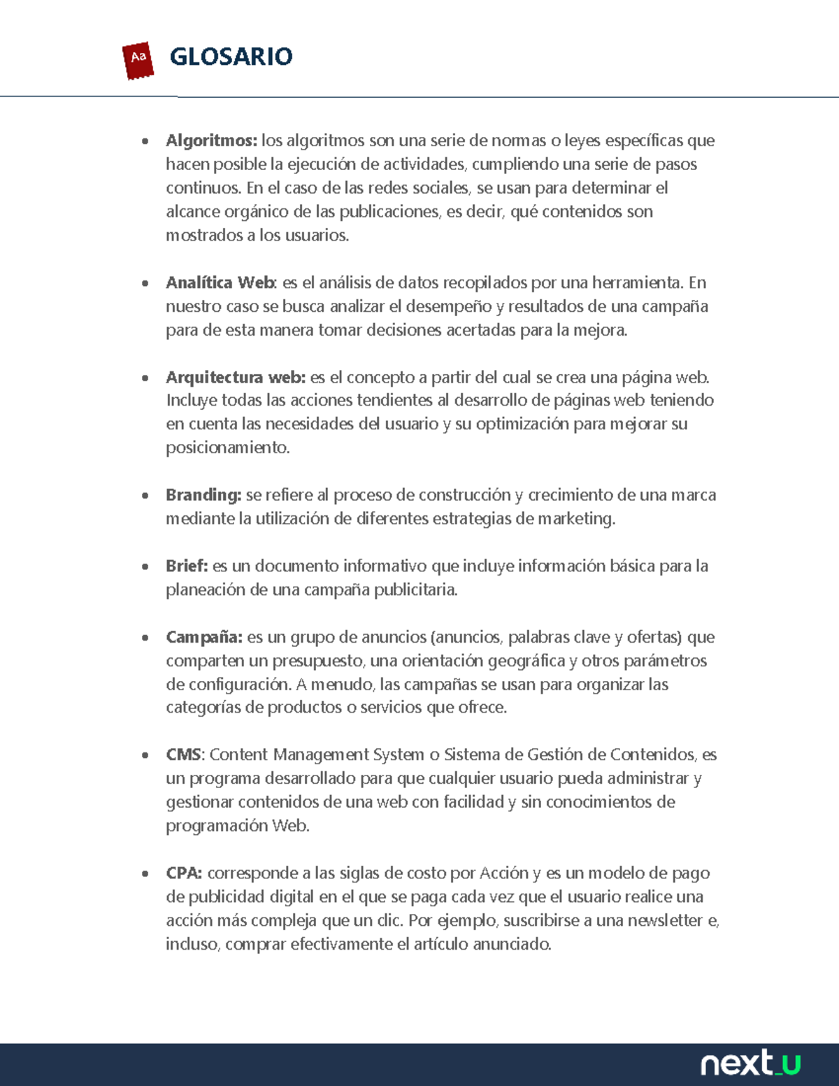 Glosario de mercadeo 2020 - Algoritmos: los algoritmos son una serie de ...