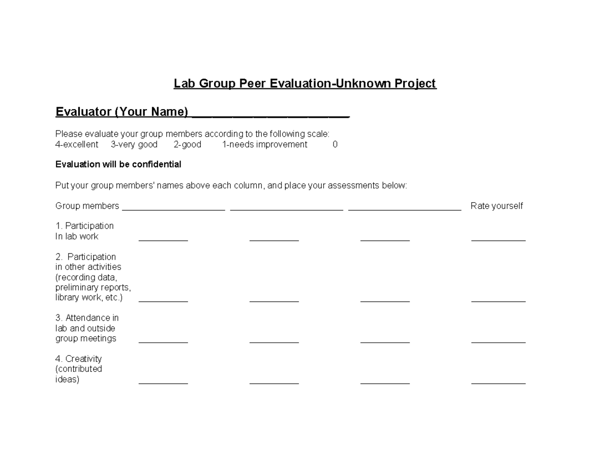 Lab+Group+Peer+Evaluation - Lab Group Peer Evaluation-Unknown Project ...