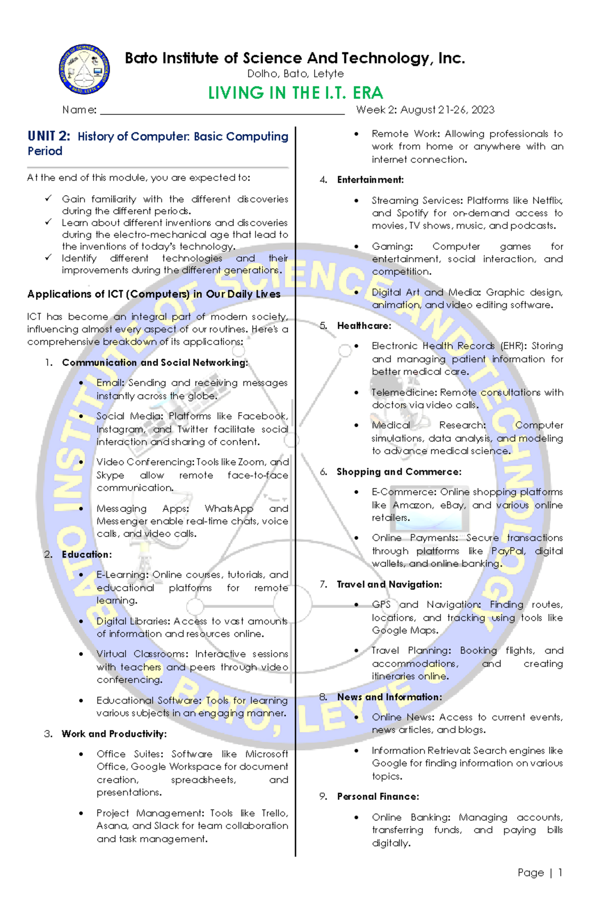 UNIT 2-History-of-Computer-Basic-Computing-Period - Bato Institute of Science And Technology ...