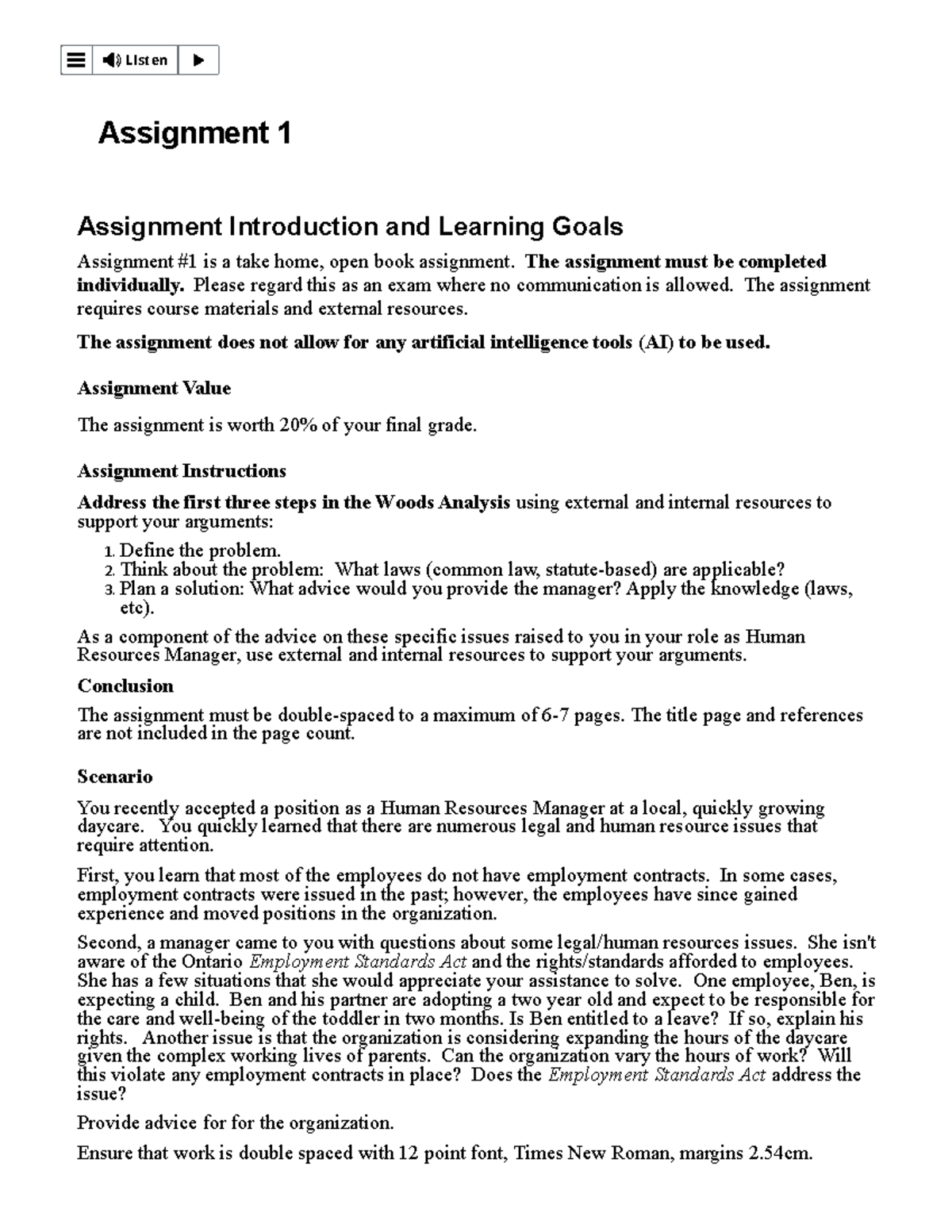 Assignment #1 Law - Assignment 1 Assignment Introduction and Learning ...