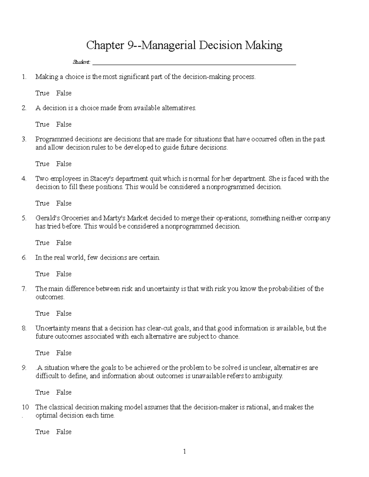 Chapter 9_ Decision making process - Chapter 9-Managerial Decision ...