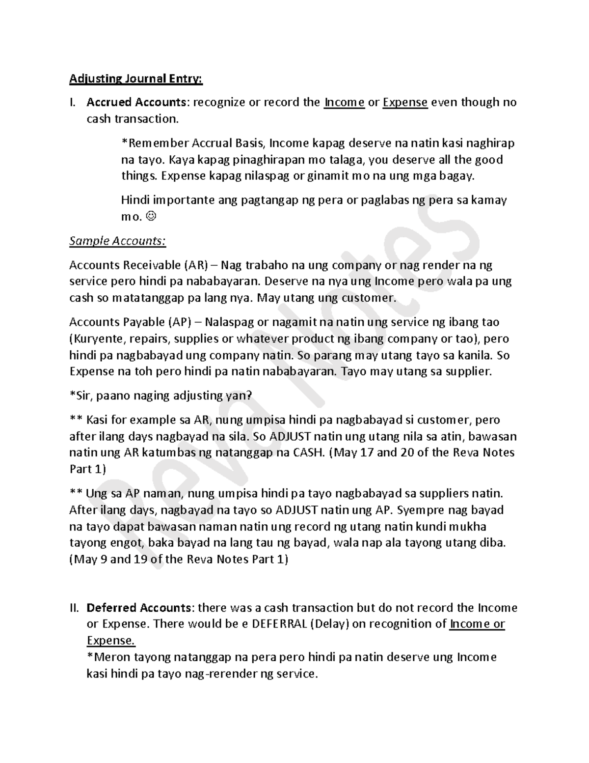 Reva Notes (Adjusting Journal enty Part-1) - Adjusting Journal Entry: I ...