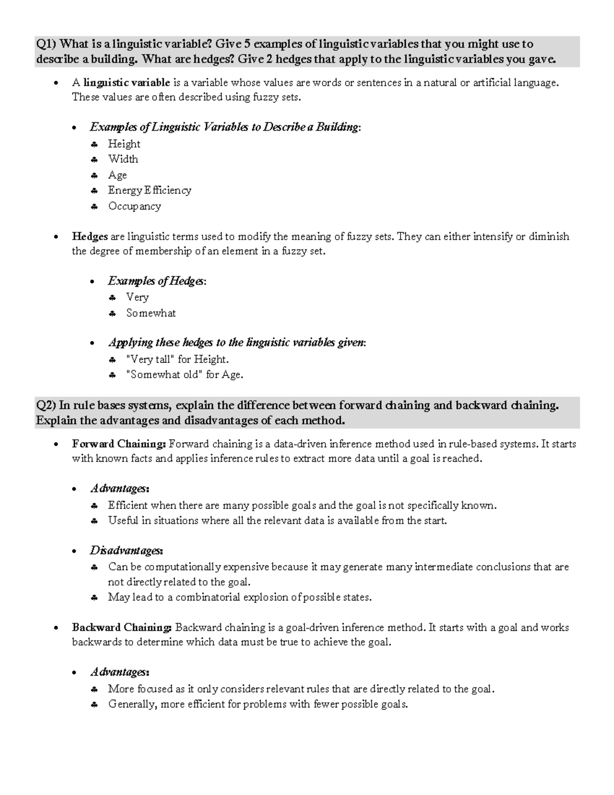 Quiz ans - Q 1 ) What is a linguistic variable? Give 5 examples of linguistic variables that you ...