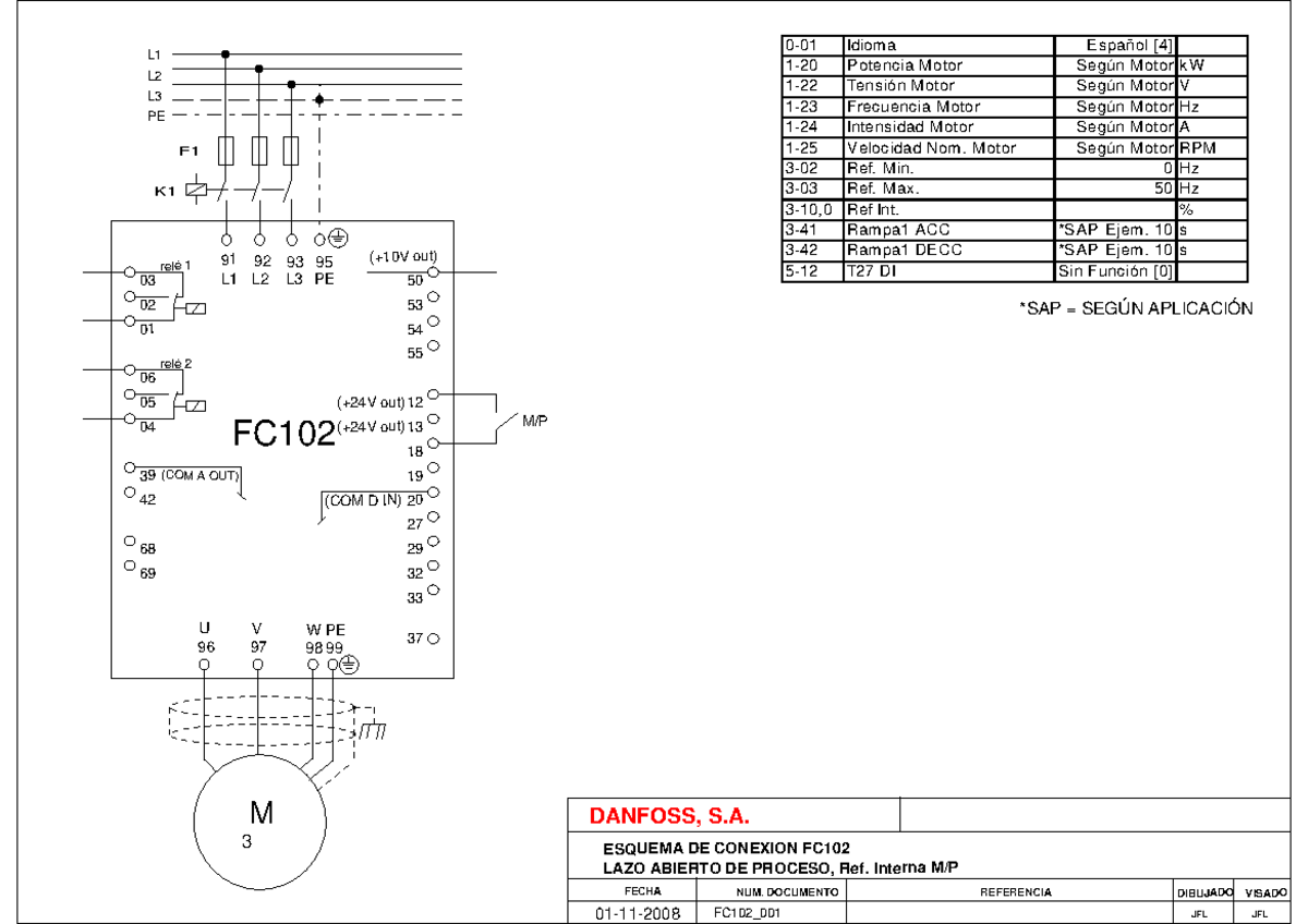 Guias de conexion y programación FC 202 - DANFOSS, S. FECHA NUM. DOCUMENTO REFERENCIA VISADO JFL ...