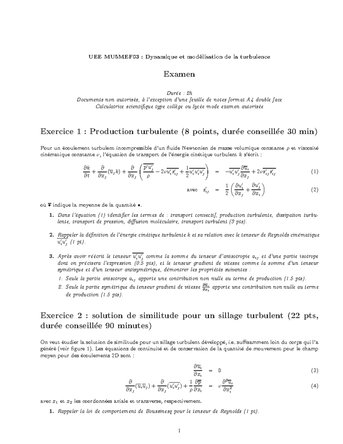Exam 21-22 - Sujet d'examen - UEE MU5MEF03 : Dynamique et mod ...