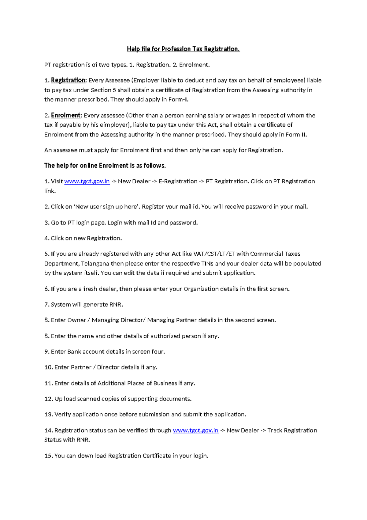 APPT-Registration-Help - Help file for Profession Tax Registration. PT ...