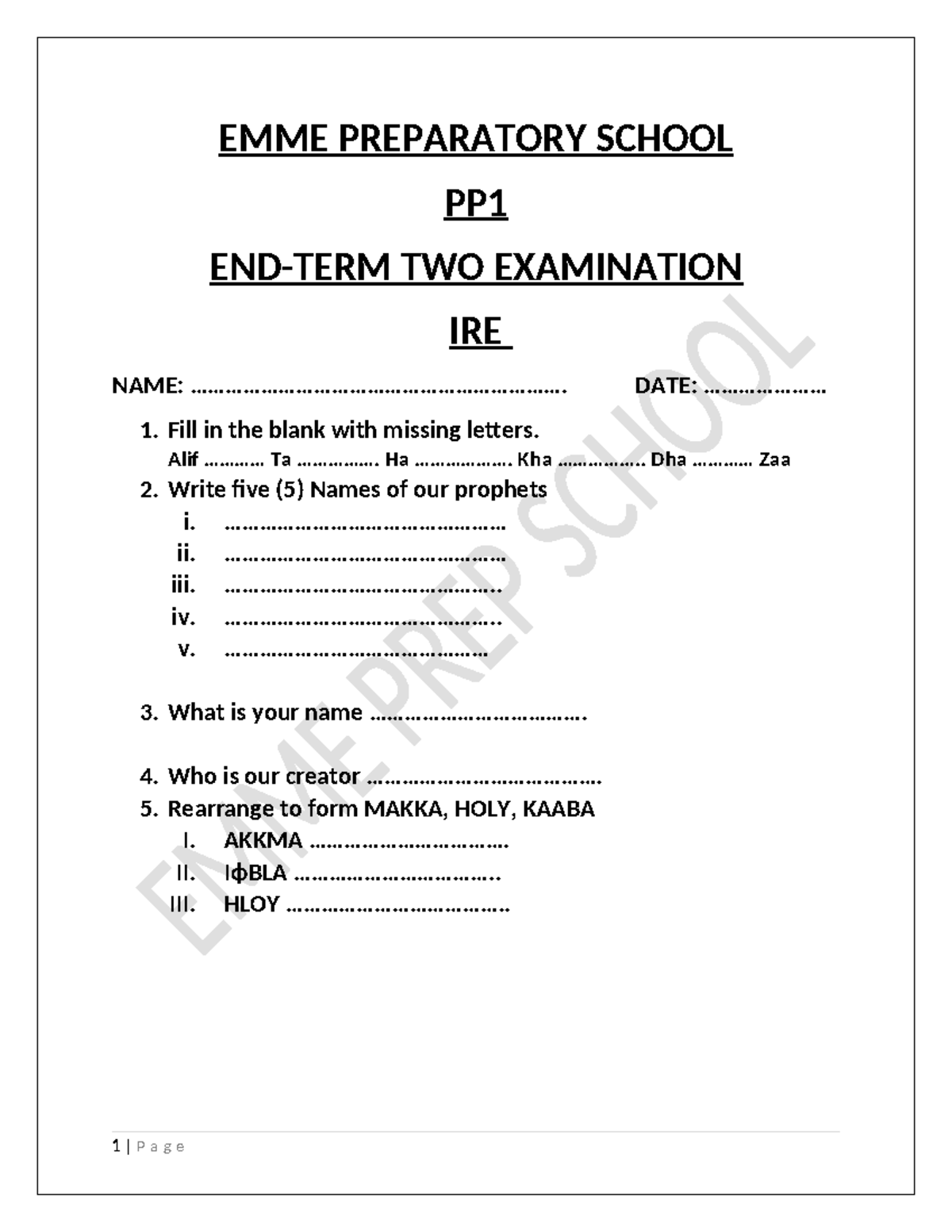 PP1 IRE - xnbvn mnbv,mnb cvb nmchjmchgjmgch - EMME PREPARATORY SCHOOL ...