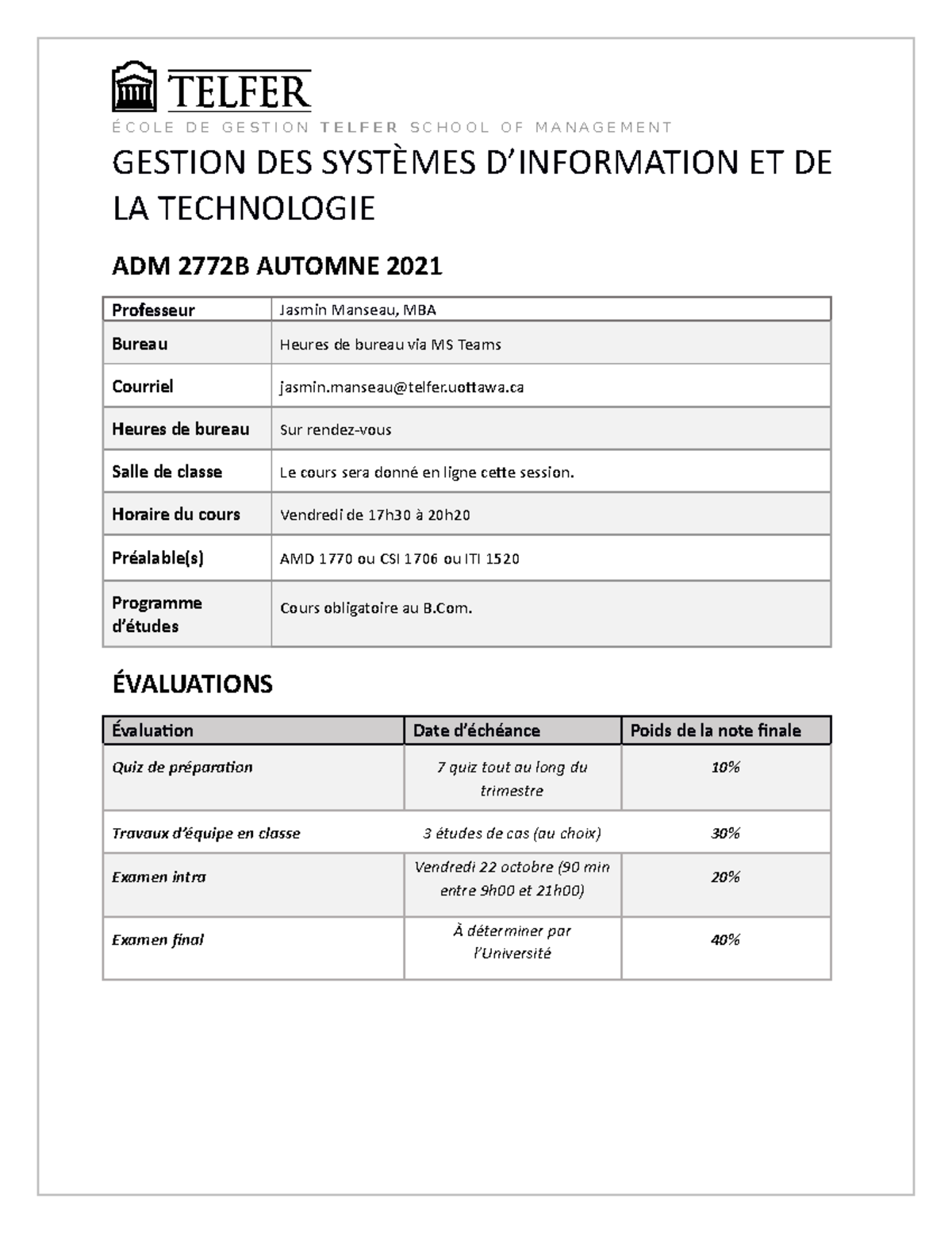 Syllabus ADM2772 B aut 20211 - É C O L E D E G E S T I O N T E L F E R S C H O O L O F M A N A G ...