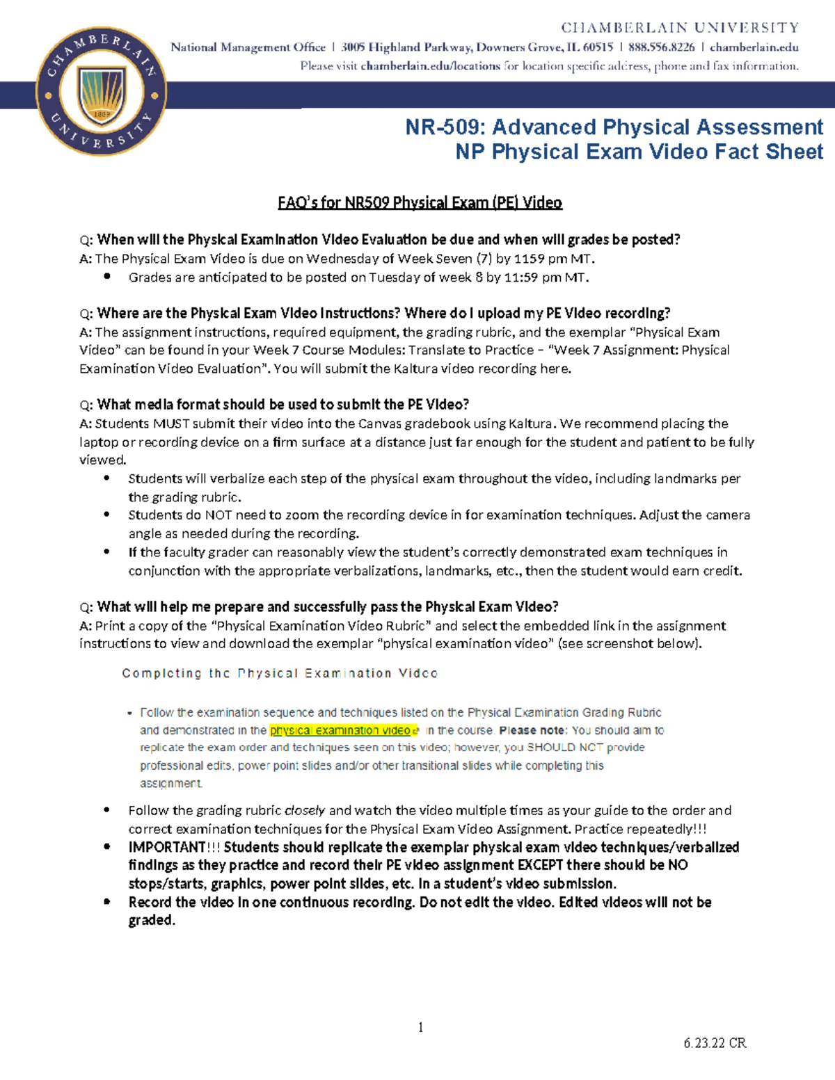 FAQs for NR509 Physical Exam Video for Students 6 - NP Physical Exam ...