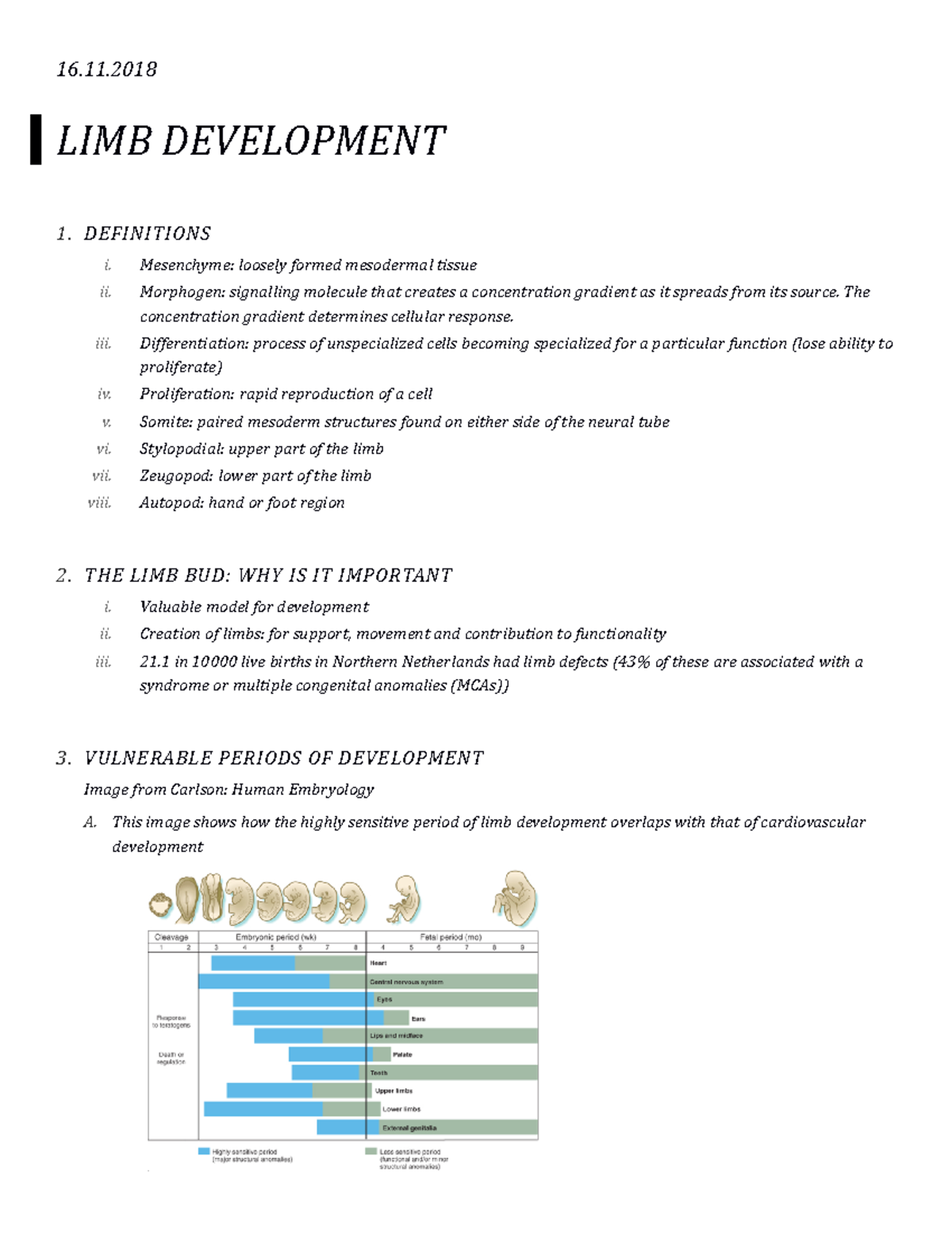 Limb Development Note - Lecture notes 2 - 16. LIMB DEVELOPMENT 1 ...