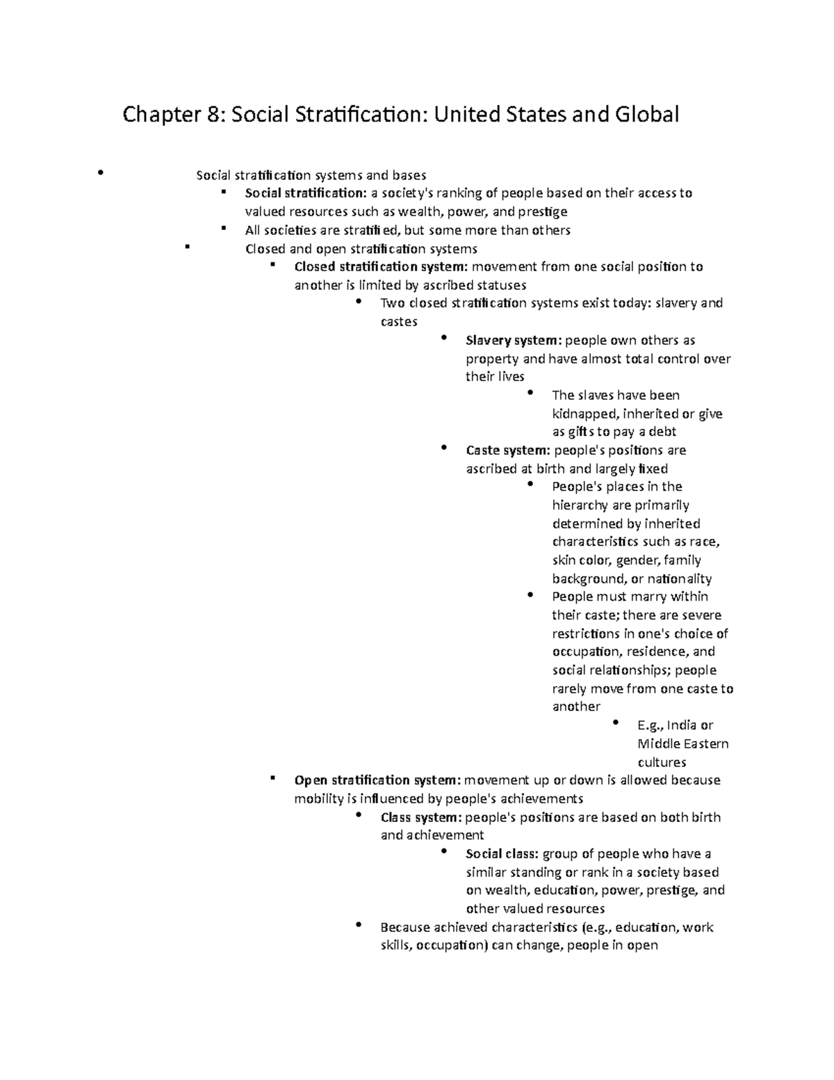 Principles of Sociology Chapter 8 Notes - Chapter 8: Social ...