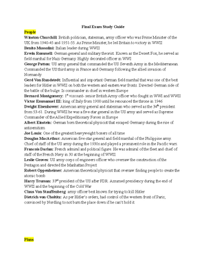 Hist 351 WWII Study Guide 2 - Exam 2 Study Guide People Chiang Kai-shek ...