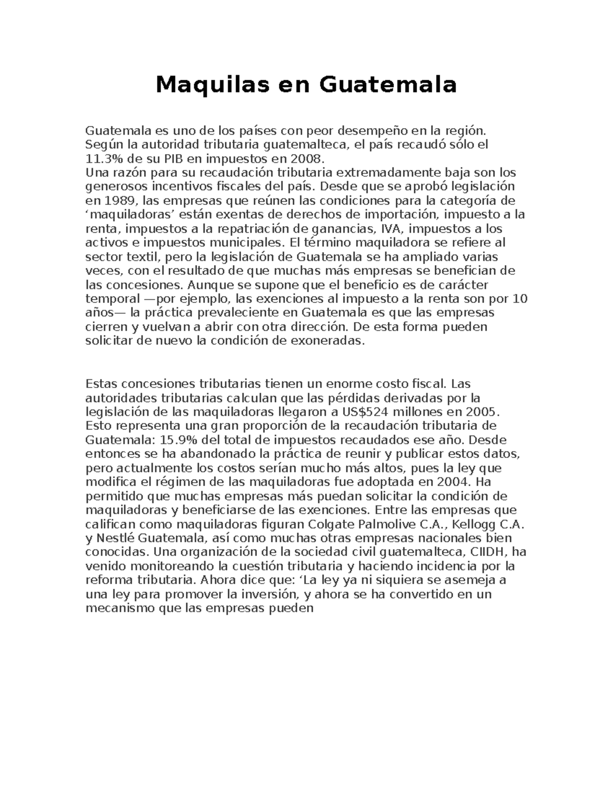 Maquilas en Guatemala - Maquilas en Guatemala Guatemala es uno de los ...