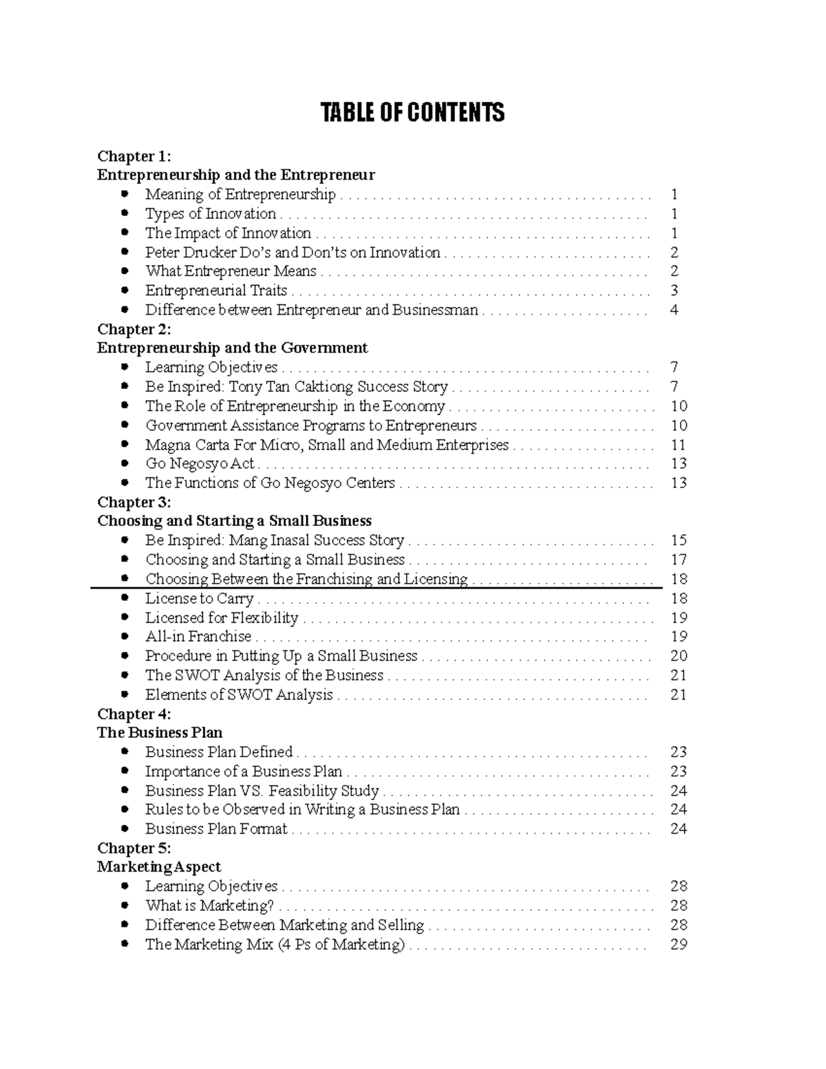 Table OF Contents - Entre - TABLE OF CONTENTS Chapter 1 ...