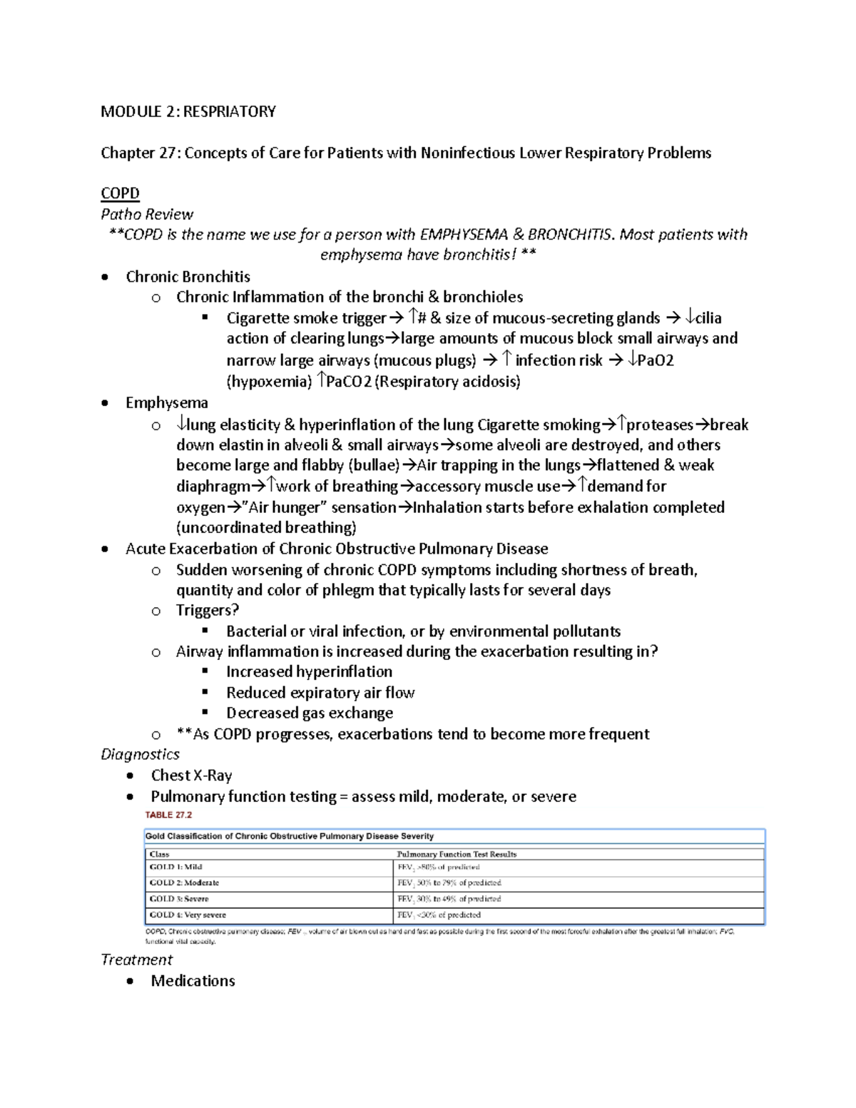 Module 2 - notes - MODULE 2: RESPRIATORY Chapter 27: Concepts of Care ...