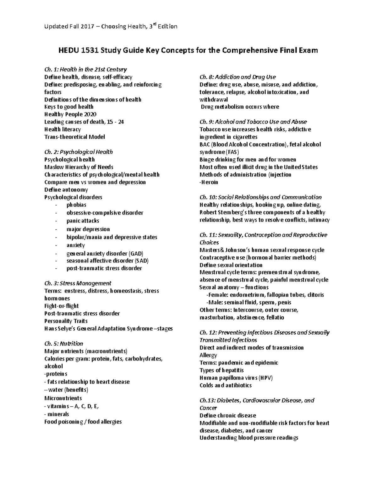 Xid-28925902 2 - health lecture notes - Updated Fall 2017 – Choosing ...