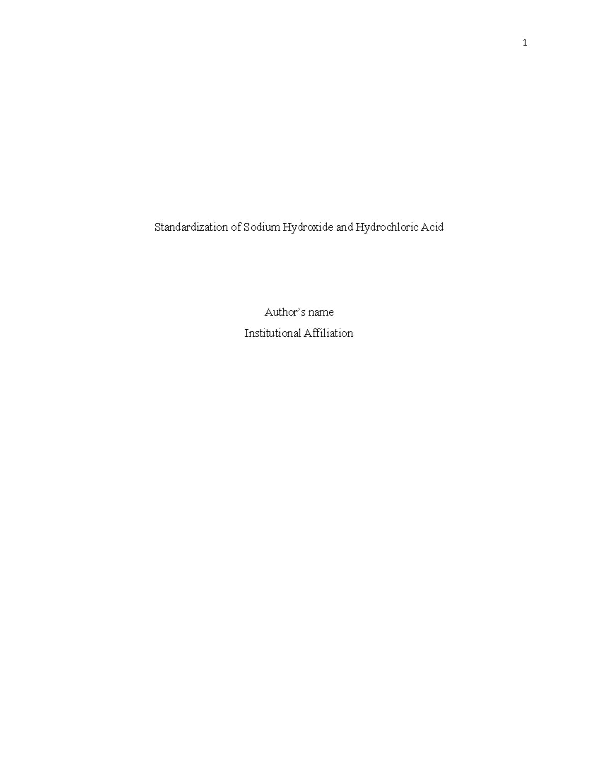 Experiment 3 - Standardization of Sodium Hydroxide and Hydrochloric ...