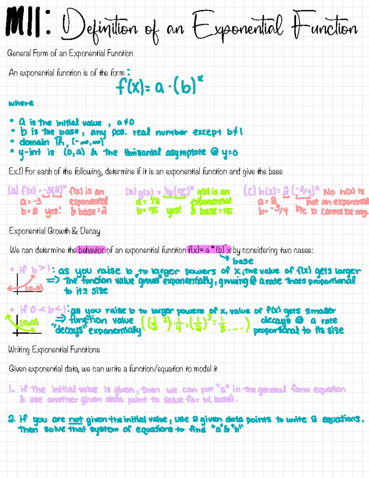 MA 111 M11 - Definition of an Exponential Function, Graphing ...