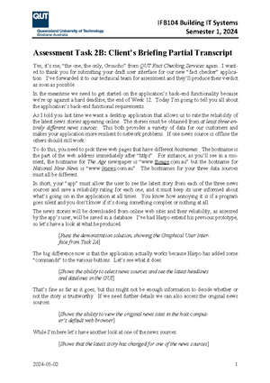Assessment Task 1-Briefing 1-Transcript - Semester 1 , 202 4 Assessment ...