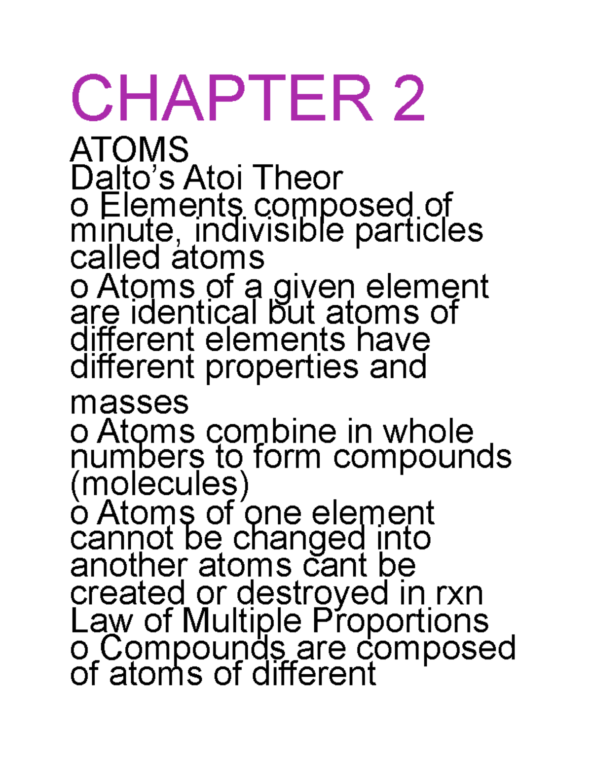 Chapter 2 atoms - General Chemistry - CHAPTER 2 ATOMS Dalto’s Atoi ...