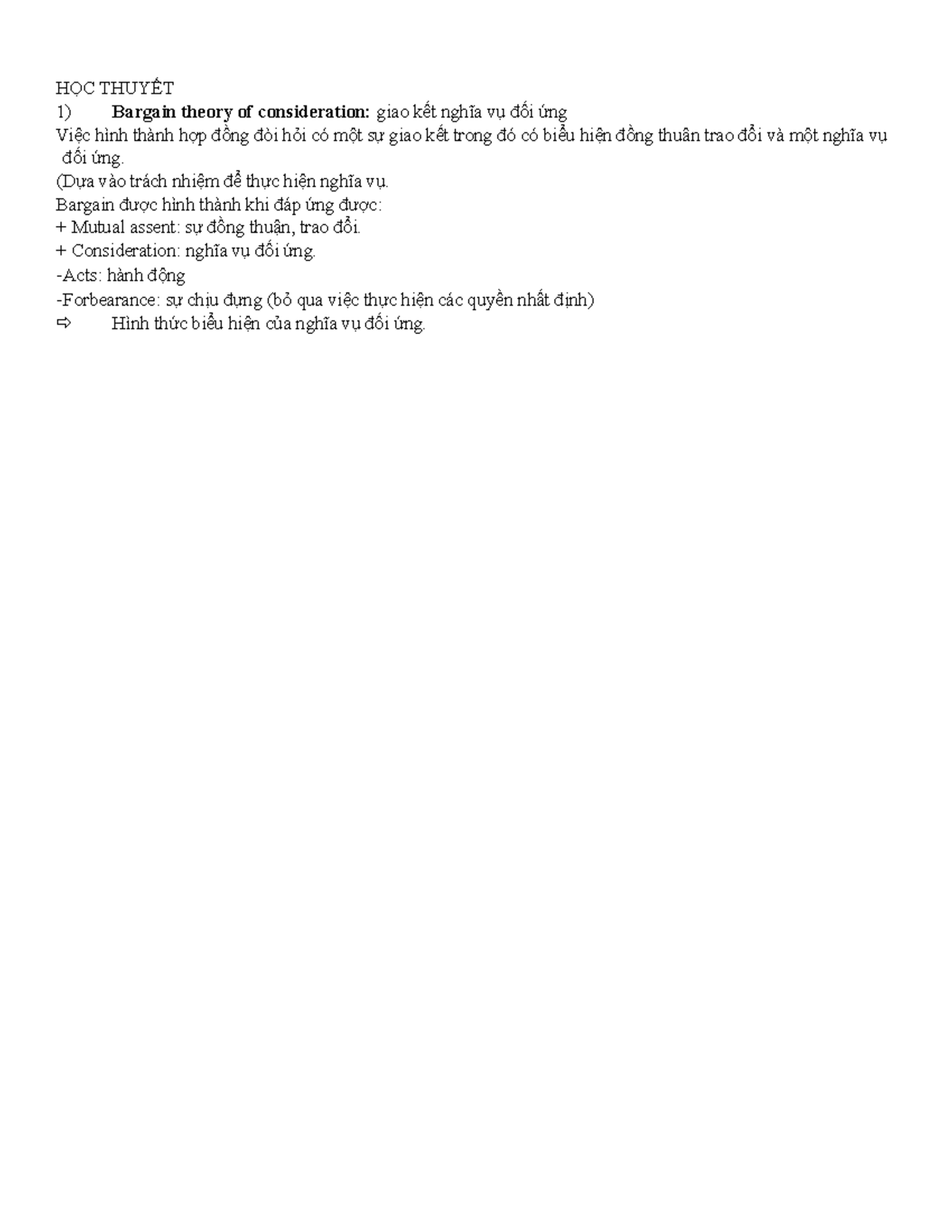 Học thuyết - reference - HỌC THUYẾT Bargain theory of consideration ...