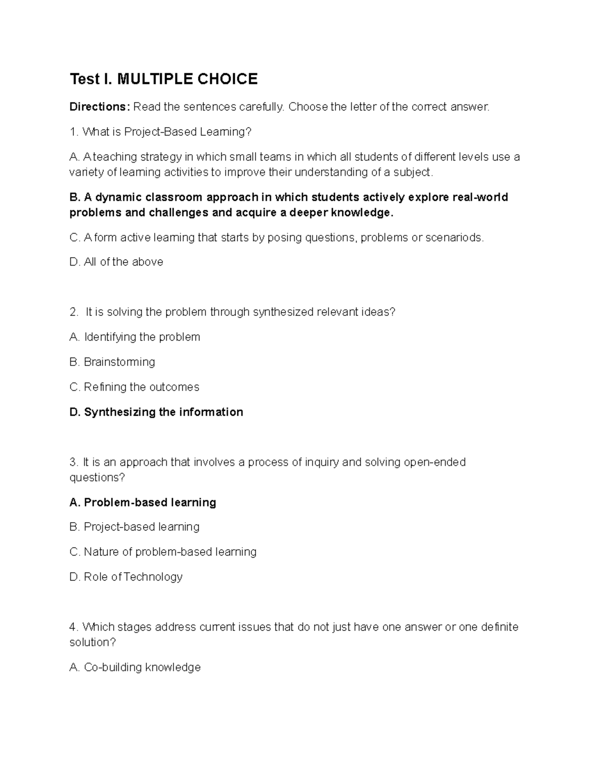 1677024149407 Evaluation.docx - Test I. MULTIPLE CHOICE Directions ...