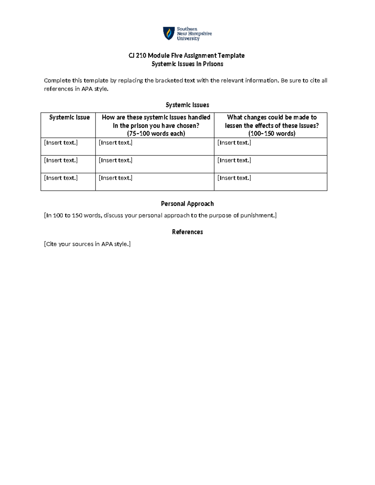 CJ 210 Module Five Assignment Template - CJ 210 Module Five Assignment ...