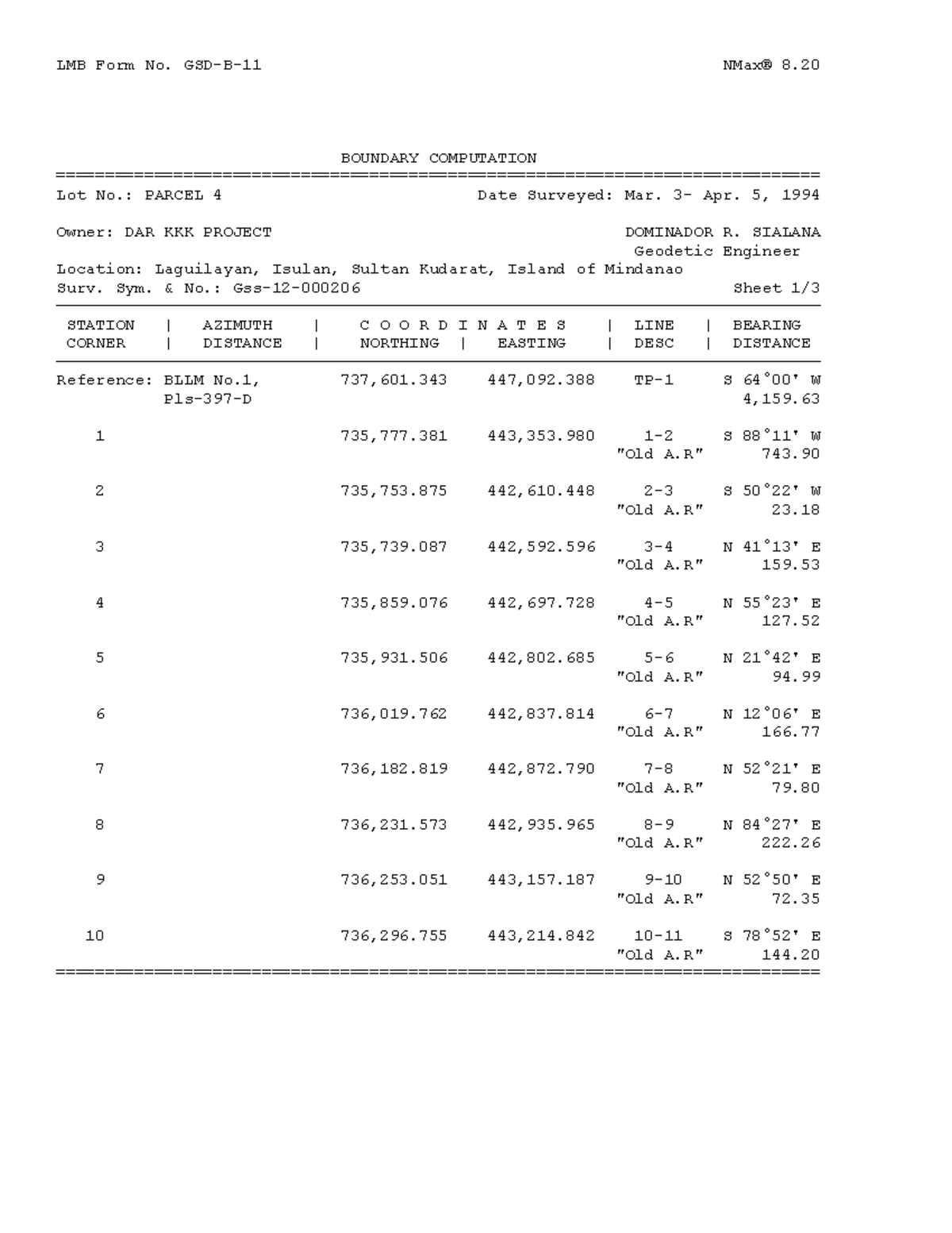 Final Parcel 4 Gss 12 000106 LDC 2 - BOUNDARY COMPUTATION - Studocu